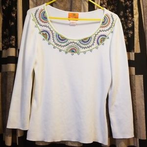 Tops | Beaded Embroidered Knit Top | Poshmark